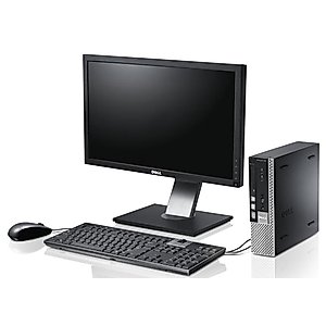 Dell Optiplex Ultra Small USFF Desktop Computer PC (Intel Core i5, 4 GB Ram, 128 GB SSD, WiFi, DVD-RW) 17in Dell Monitor Windows 10 (Renewed)