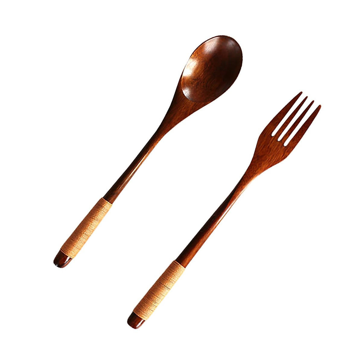 Amosfun Japanese Wooden Handle Fork and Spoon Pasta Server Utensil Wooden Spoon and Fork Wood Soup Porcelain Soup Spoons Wooden Spoon Fork Chopsticks for Eating Ice Major Travel Friendly