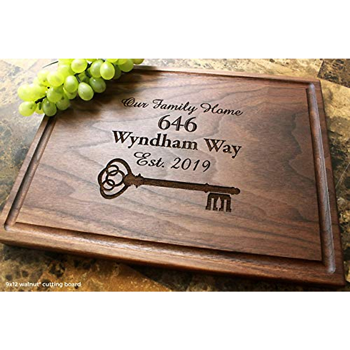 Straga Personalized Cutting Boards | Handmade Wood Engraved Charcuterie | Custom Housewarming, Home Purchase Gift for Homeowners, Rest Estate Agents (First Home Design No.302)