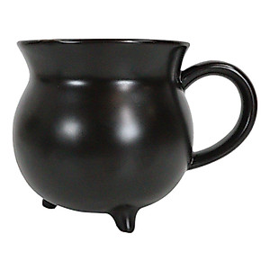 Ebros Wicca Witch's Brew Alchemy And Magic Potion Reduction Fired Porcelain Cauldron Shaped Bowl Or Large Mug 32oz With Handle Hot Cocoa Coffee Tea Cereal Soup Mugs Bowls Occult Witchcraft