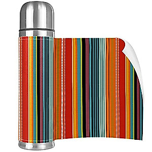 Stripe Boho Stainless Steel Water Bottle Leak-Proof, Double Walled Vacuum Insulated Flask Thermos Cup Travel Mug 17 OZ
