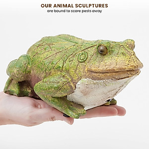 Bits and Pieces - Frog Motion Sensor and Detector Statue - Animal Gardening Gifts - Weather Resistant Garden Decoration Sculpture - 4½" x 8½"