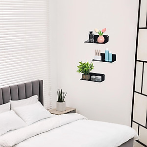 DRMHM Acrylic Floating Shelves for Wall, Acrylic Shelves for Bathroom Bedroom and Kitchen Wall Display Shelf 9 * 4in Black