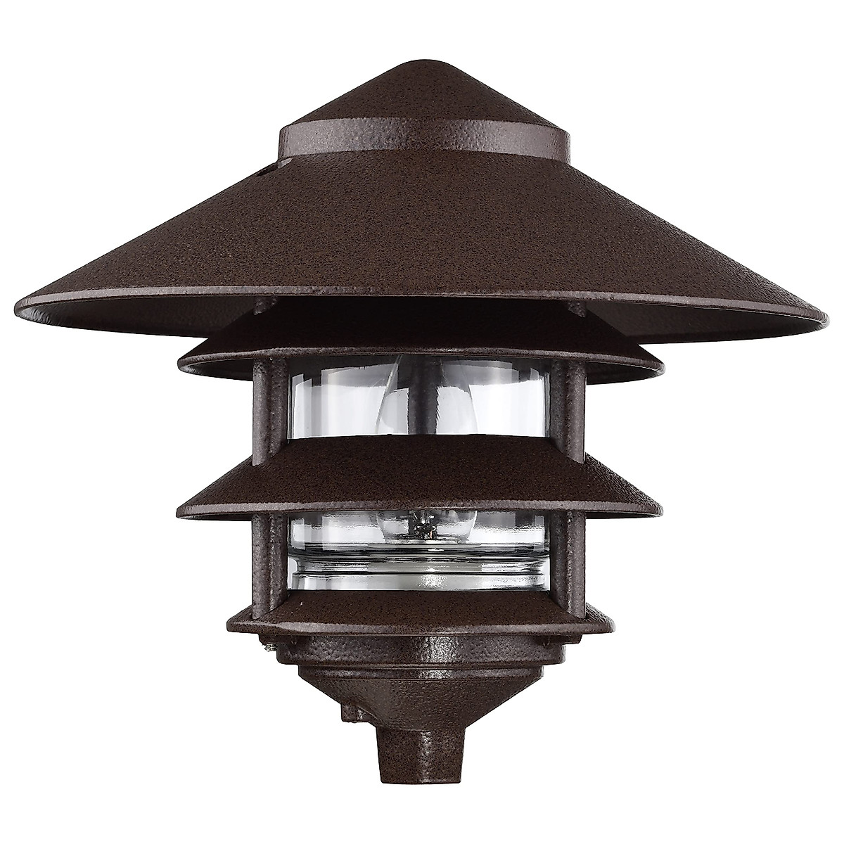 Nuvo SF76/637 One 2 Louver Hood Outdoor Pagoda Landscape Pathway Light, 3 Tier-Large, Old Bronze