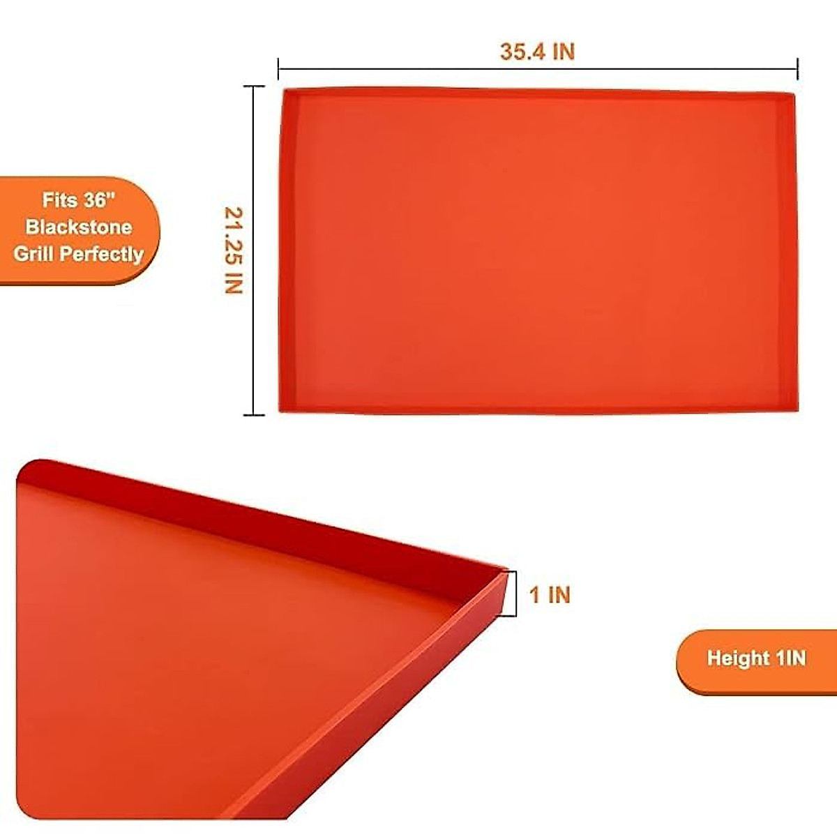 KALTEK 36" Silicone Griddle Mat, Upgrade Full-Edge Griddle Top Covers for Blackstone 36 Inch, All Season Cooking Protective Cover, Protect Griddle from Rodents, Insects, Debris and Rust (Orange)