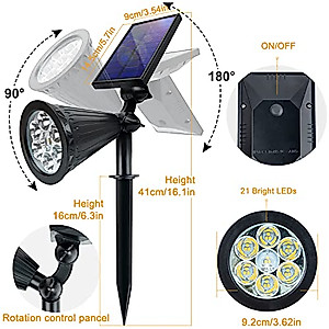 BOHON Solar Outdoor Lights Waterproof Solar Spot Lights Outdoor Spotlight 2-in-1 Wall Lights Auto On/Off Security Night Lights for Landscape Lighting Yard Patio Garden Deck Pathway 2 Pack (Warm White)