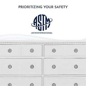 Evolur Julienne Double Dresser In Brush White, Comes With Six Spacious Drawers, Included Anti-Tip Kit, Dresser For Nursery, Bedroom, Wooden Nursery Furniture