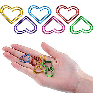 105 Pieces Colorful Paper Clips Metal Heart Paperclips for Office Stationery School Supplies