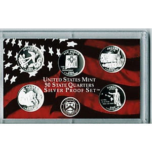 2008 S 2008 S Proof State Quarter Set 90% Silver No Box or COA 5 Coins US Mint Quarter US Mint Proof
