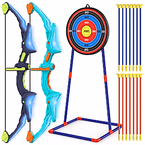 2 Pack Bow and Arrow Set for Kids, Light Up Archery Set with 14 Suction Cup Arrows, Archery Targets Outdoor Games for Kids Ages 4-8 8-12, Birthday Gifts Toys for 5 6 7 8 9 10 11 12 Year Old Boys Girls