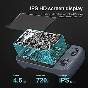 Digital Industrial Endoscope - 4.3Inch IPS Big Screen & 8mm Dual Lens Snake Camera, Detachable Lens Cable and Bracket Design, 32 GB TF Card, 32.8FT Semi-Rigid Cable (Color : Dual Lens)