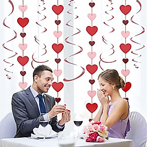 10PCS Valentine’s Day Party Decoration Set, Valentines Day Garland, Foil Hanging Swirl Decorations, Heart Garland Banner for Valentine's Decorations (Rose Gold)