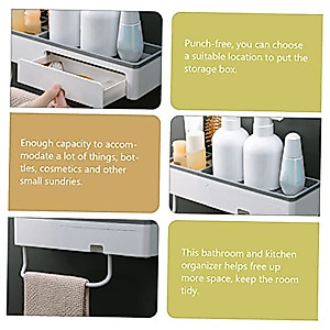 GATHINESS Shelves Bathroom Storage Rack Bathroom Wall Mounted Towel Hanger Adjustable Shelves Corner Shower Pot bar Rack Hand Towel bar Towel Rod Storage Basket Nail Free Shelf