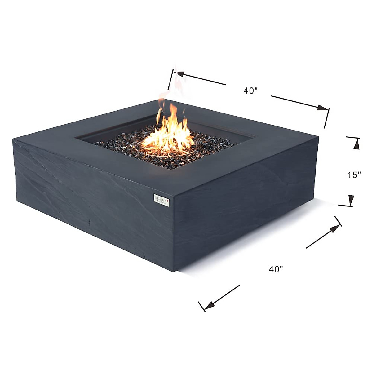 Elementi Plus Roraima Outdoor Table 40 Inches Fire Pit Patio Heater Concrete Firepits Outside Electronic Ignition Backyard Fireplace Cover Fire Glass Included Liquid Propane