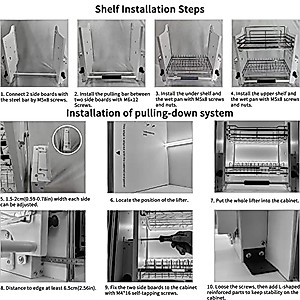 WHIFEA 2 Tier Pull-Out Cabinet Organizer Drop Down Shelf Blind Pull-Down Dish and Spice Rack System Inner Space Saving Plate for Kitchen Appliance Lift Upper Cabinet (for Cabinet Width ≥24'')