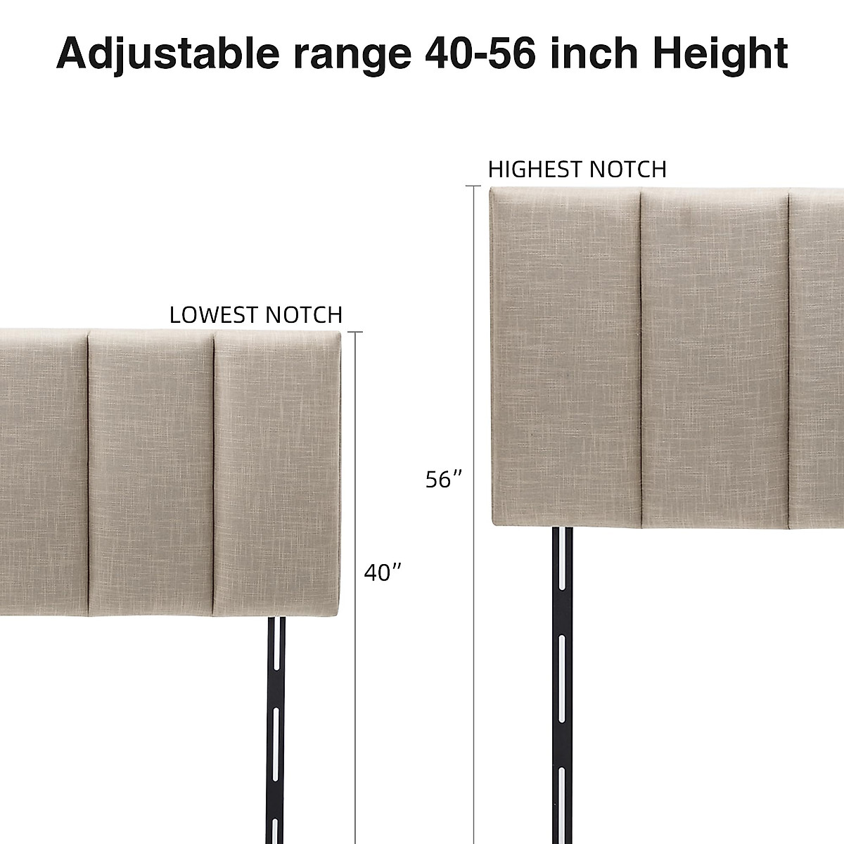 Aklaus Modern Adjustable Headboard - Upholstered Fabric Queen Size Bed Headboard - Oatmeal