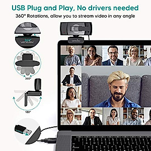 wansview Webcam with Microphone, 1080P HD Webcam USB PC Laptop Web Camera with for Computer Desktop Live Streaming/Zoom/Video Call/Online Meeting/Gaming