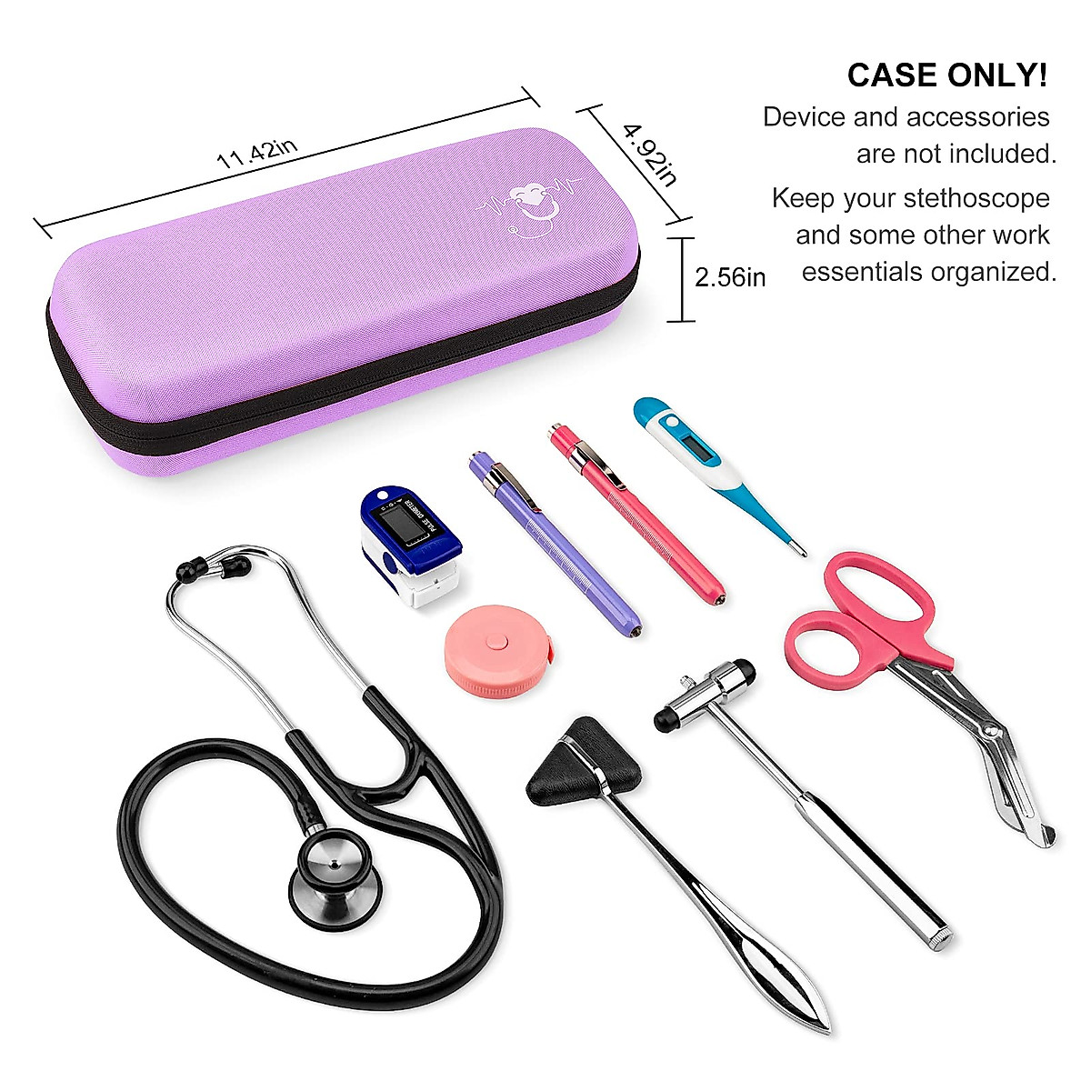 Opoway Stethoscope Carrying Case, Hard Stethoscope Case Compatible for 3M Littmann Classic III, Cardiology IV Diagnostic, MDF Acoustica Stethoscopes and Other Nurse Accessories (Purple)