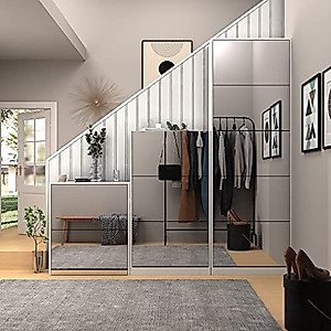 GLS Floor Standing Full Length Mirror Shoe Cabinet,5 Tier Closet Shoe Organizers for Living Room,White