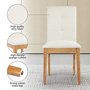 DAGONHIL Dining Chairs Set of 4, Modern Upholstered Fabric Dining Room Chairs, Armless Kitchen Chairs with Wood Legs and Padded Seat for Living Room, Bedroom, Kitchen (Beige)