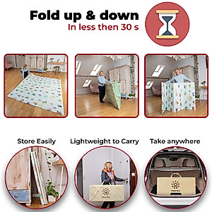 MARBS Baby Play Mat -Extra Large 77"x70"- Anti-Slip & Waterproof - Foldable Play Mat for Baby ( 0-3+ ), Double Sided , 2 Designs to Improve Learning & Focus , Thick Foam Mat for Kids