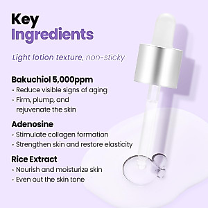 Glam Up Bakuchiol Serum & Hyaluronic Acid - Anti-Aging Retinol Alternative Serum, Blur Fine Lines, Anti-Wrinkles, Pore shrink and Soothing Pimples, Hydrate Facial Skin, Cruelty-Free (1.01 Fl Oz)
