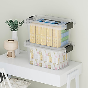 Cetomo 6.8Qt*20 Plastic Storage Bins, Storage Box, 20 Pack, Tote Organizing Container with Durable Lids, Secure Latching Buckles and Handles, Stackable and Nestable, Clear