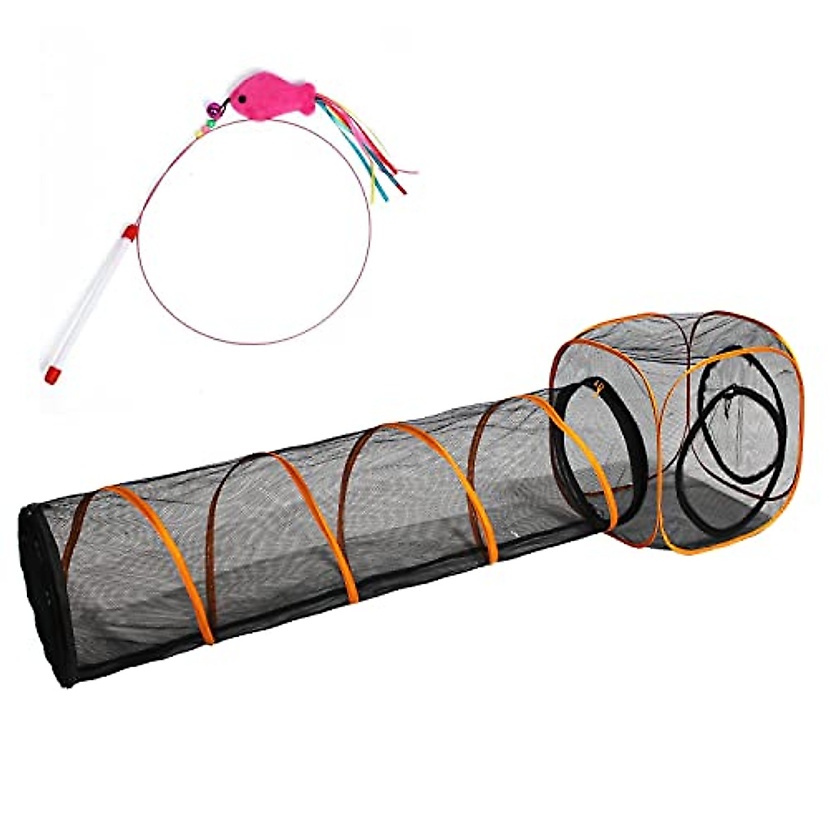 ITENT Cat Play Tunnel + Cube(with Three Ways) for Indoor and Outdoor, Cat Play House, Cat Enclosures, Collapsible Cat Cube, Tunnel, Cat Toys Easy to Connect with Cat Tent