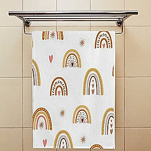 ZKLZI Hand Towels 2 Pack Cartoon Cute Rainbow Orange Towel for Bathroom Comfortable Skin-Friendly Spa Kitchen Hotel Bath Gym Running 30X15 Inch