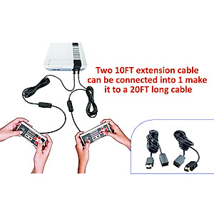 2Pack Extension Long Cables Power Cord For Controller Pad For Super Nintendo NES Classic 2017 & Mini Edition 2016 Senhai Wii U & Wii Guitars/Raphnet Adapters Nunchuck Remote Controller 10FT/3M Wire