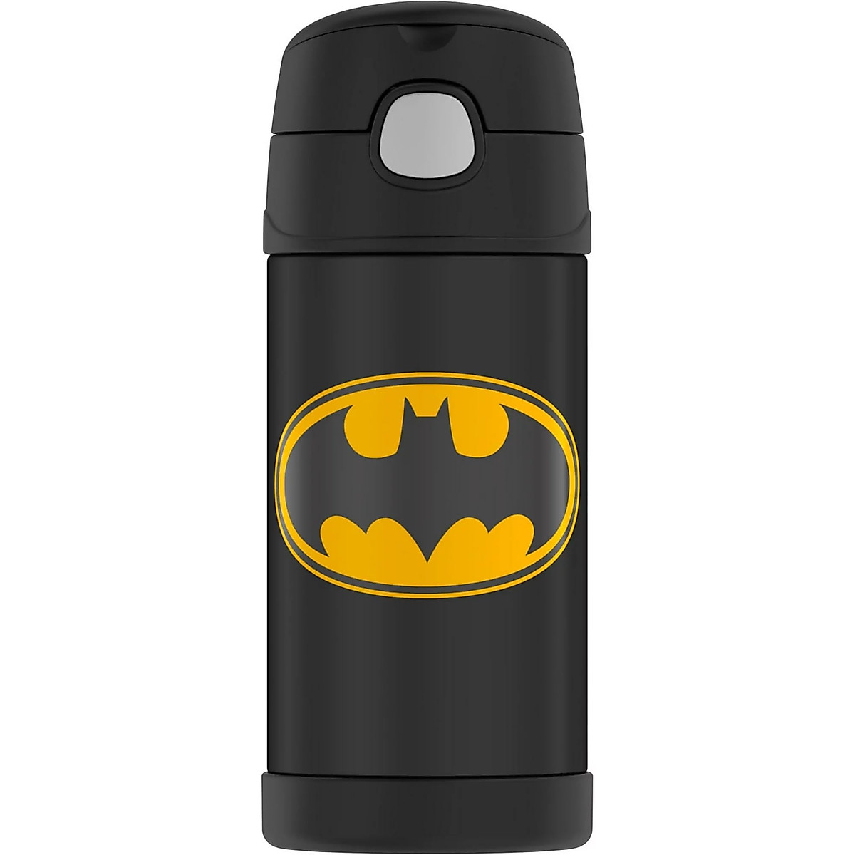 THERMOS BRAND FUNTAINER Vacuum Insulated Straw Bottle, 12-Ounce, Batman, Black