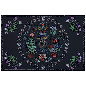 Botanical Moon phase Tapestry,Floral Plants Tapestry Wall Hanging Decor Moonlit Garden Wall Hanging Decor Mysterious Tapestry present Art Wall Hanging for Home Decor, 39.4 x 59.1 Inches