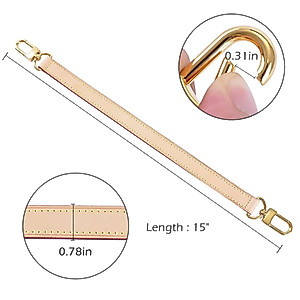 Genuine Leather Plain Strap Replacement Top Handle Leather Strap for Handbag (Yellow, 14.5 in)