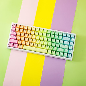 YUNZII Rainbow 84 84-Key RGB Hotswap Wired Mechanical Gaming Keyboard with PBT Shine Through Keycaps for Mac/Win/Gamers (Gateron Brown Switch, Rainbow)