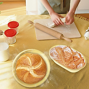 TMYIOYC Silicone Sourdough Bread Baking Supplies, 10 inch Oval & 9 inch Round Sour Dough Starter Kit, Foldable Banneton Bread Proofing Basket, Set of 2 Proofing Bowls for Sourdough Bread Baskets