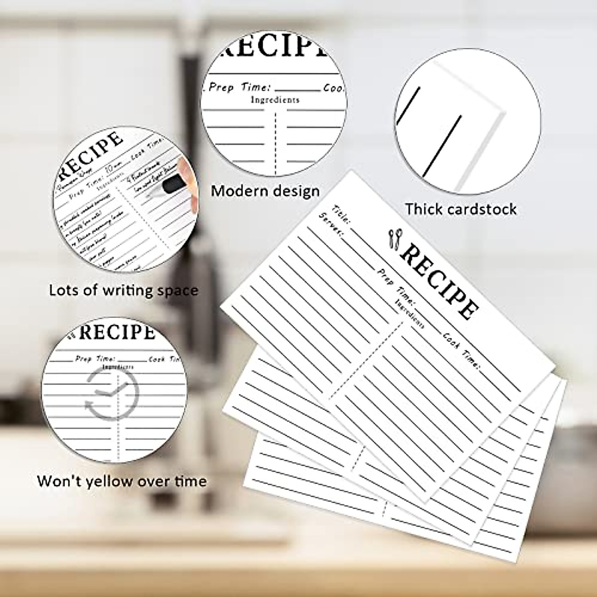 70 Count Recipe Cards, Recipe Cards 4x6 White, 4x6 Recipe Cards Double Sided, Blank Recipe Cards for Bridal Shower and Wedding