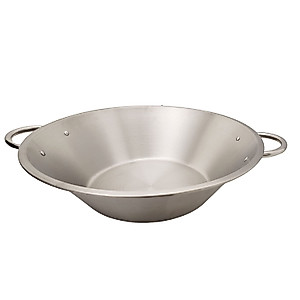 LAVO HOME 22 Inch Carnitas Cazo Flat Bottom Comal Stainless Steel Caso Pot Pan Wok Gas Stove 21 Qt