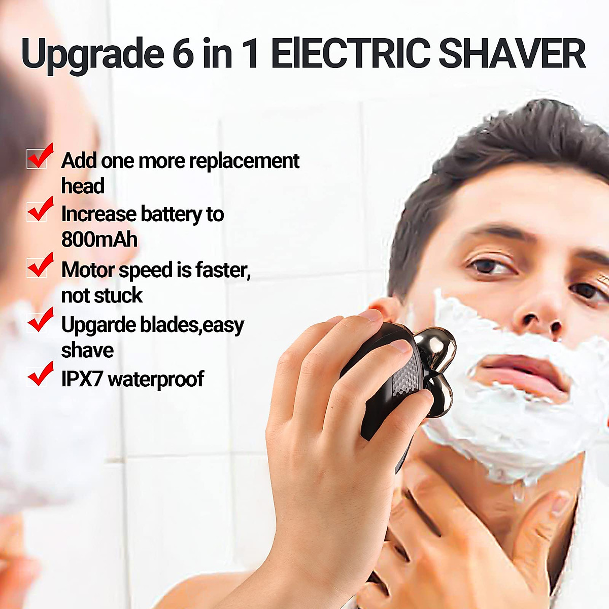 Head Shaver Upgrade 6 in 1 Head Shavers for Bald Men Men's Electric Head Shavers Cordless Flex Series Grooming Kit for a Perfect Bald Look,Waterproof and Rechargeable