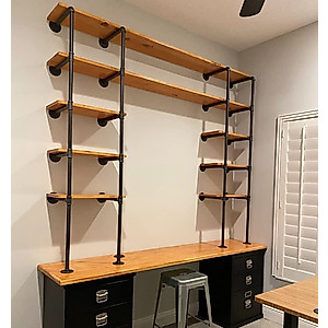 Industrial Retro Wall Mount iron Pipe Shelf,DIY Open Bookshelf,Hung Bracket,Home Improvement Kitchen Shelves,Tool Utility Shelves, Office shelves, bookshelves and bookcases (2Pcs)