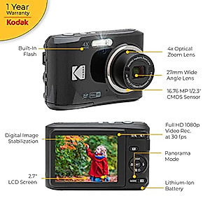 Kodak PIXPRO FZ45 Digital Camera + Point & Shoot Camera Case + Sandisk 128GB SDXC Memory Card…