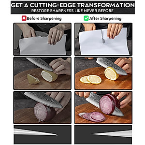 Black Roller Sharpener for Knives with Leather Strop - Knife Sharpener Kit with 15, 17, 20 & 22 Degree Angles - Roller Knife Sharpening System Stand, Holder & Eraser