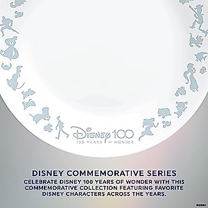 Corelle Vitrelle Micky Mouse 4-PC Appetizer Plates Set, 6.75" Dinnerware Glass Plates for Appetizers, Disney Commemorative Series