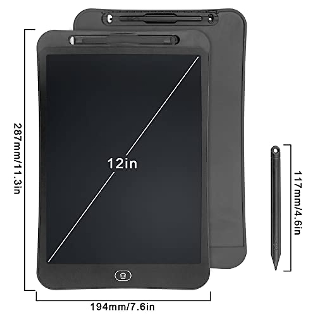 LCD Writing Tablet 12 inch Drawing Board Writing Pad Electronic Doodle Digital Memo Notpad E-Writer Portable Notebook - Black