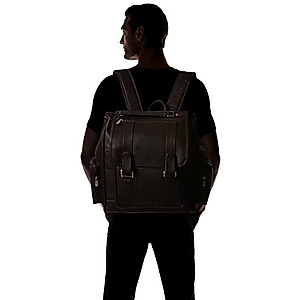 Piel Leather Double Loop Flap-Over Laptop Backpack, Chocolate, One Size