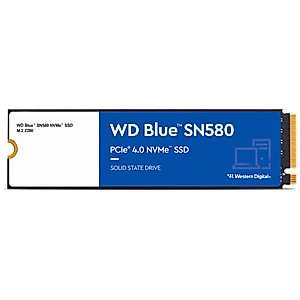 Western Digital 1TB WD Blue SN580 NVMe Internal Solid State Drive SSD - Gen4 x4 PCIe 16Gb/s, M.2 2280, Up to 4,150 MB/s - WDS100T3B0E
