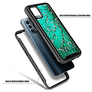 NZND Case for OnePlus Nord N200 5G with [Built-in Screen Protector], Full-Body Protective Shockproof Rugged Bumper Cover, Impact Resist Durable Phone Case (Flower Design Plum Blossom)