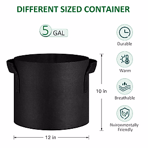 JNYONG 24-Pack 5 Gallon Thickened Non-Woven Grow Bags, Aeration Fabric Pots with Handles