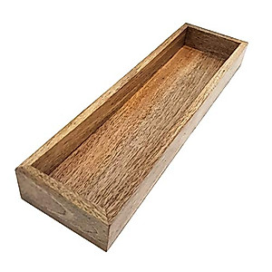 Handcrafted Rectangular Long Coffee Table Tray Wooden Serving Platter Trays Centerpiece for Housewarming Brown15 x 4 x 2 inches