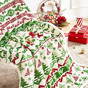 Touchat Sherpa Christmas Throw Blanket, Fuzzy Fluffy Soft Cozy Blanket, Fleece Flannel Plush Microfiber Blanket for Couch Bed Sofa (50" X 60", Christmas Tree)