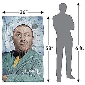 Trevco Three Stooges Curly Heads Silky Touch Super Soft Throw Blanket 36" x 58"